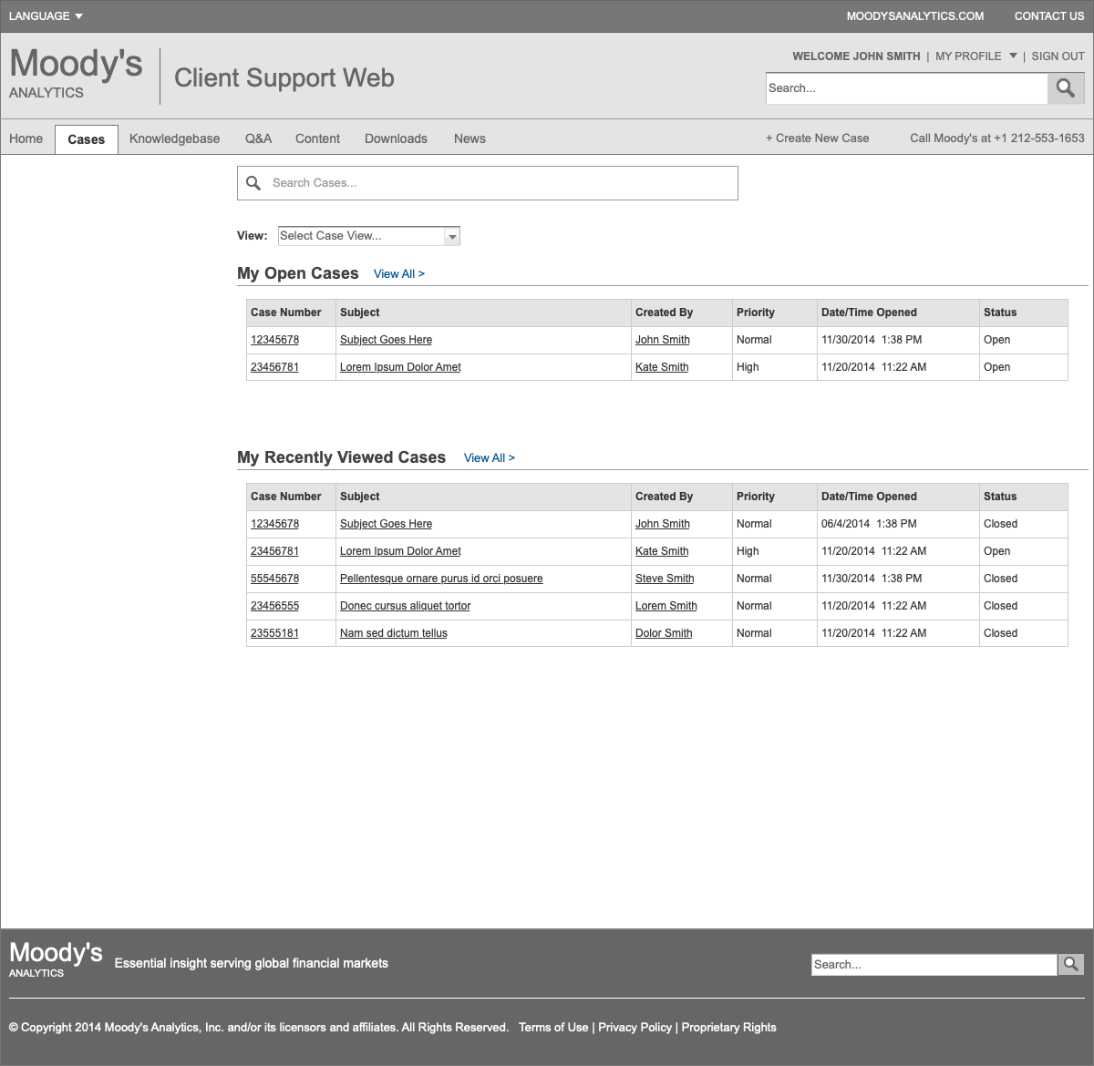 Moody’s Investor Services Intranet – Brian Behrend
